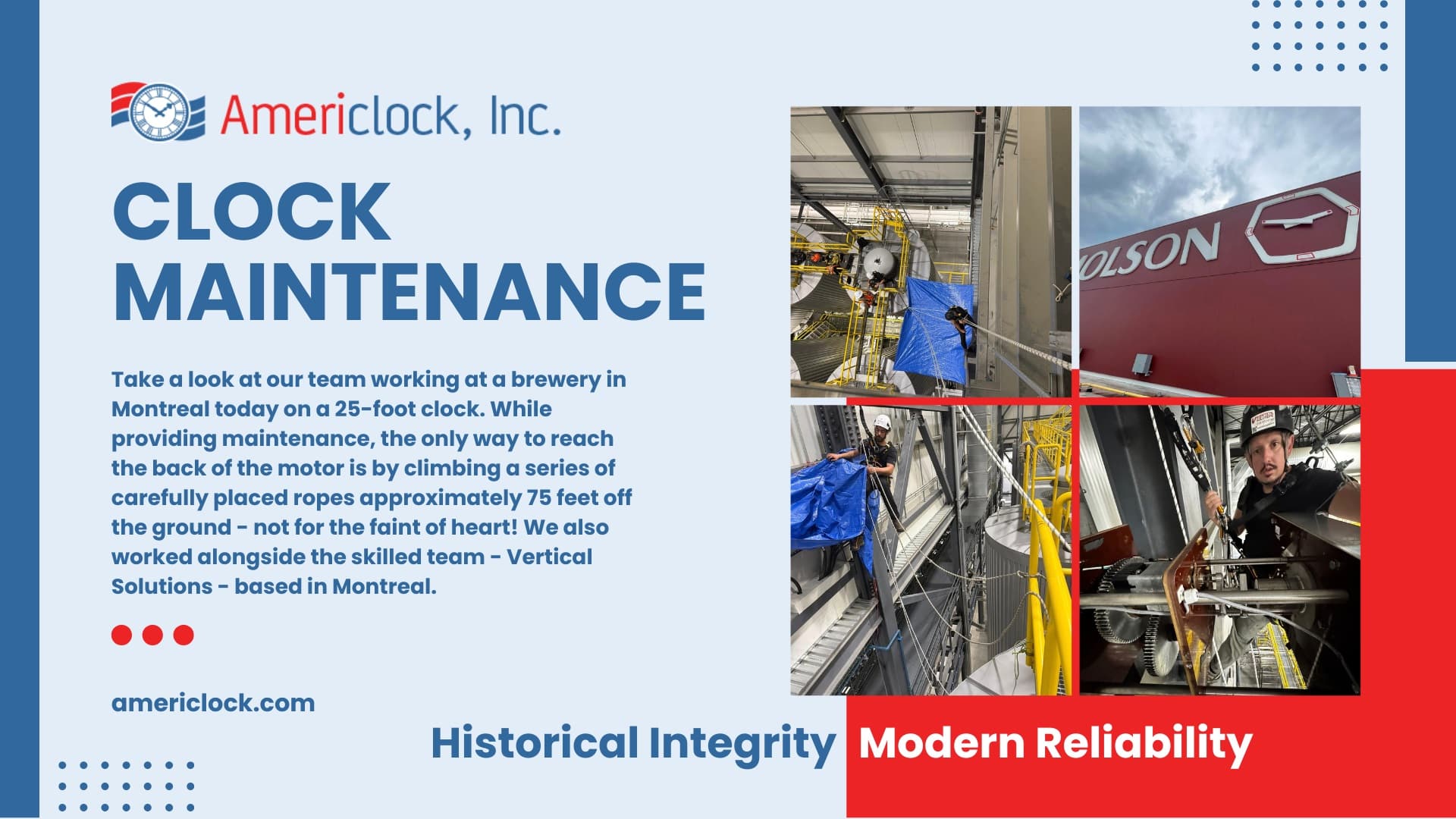 Clock Maintenance on a 25-foot Clock in Canada - Americlock